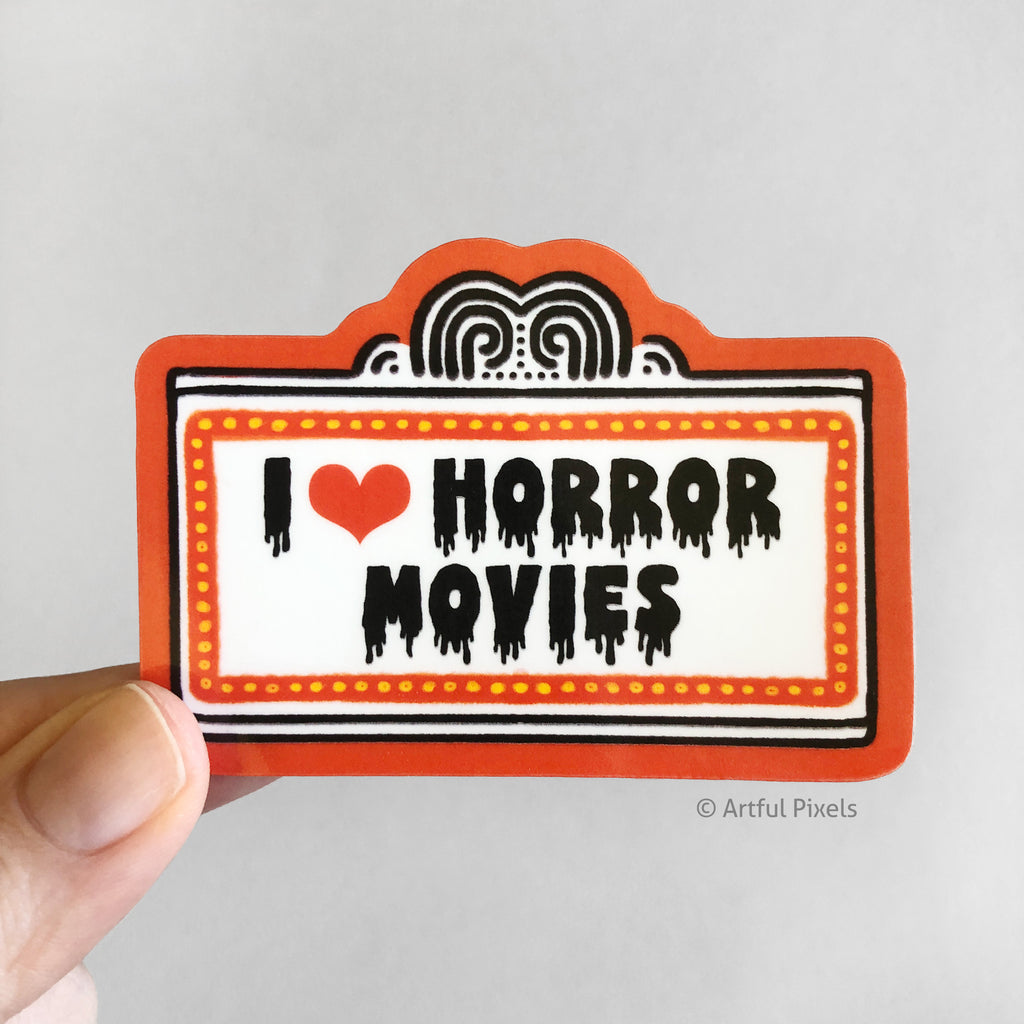 I Heart Horror Movies Sticker – Artful Pixels