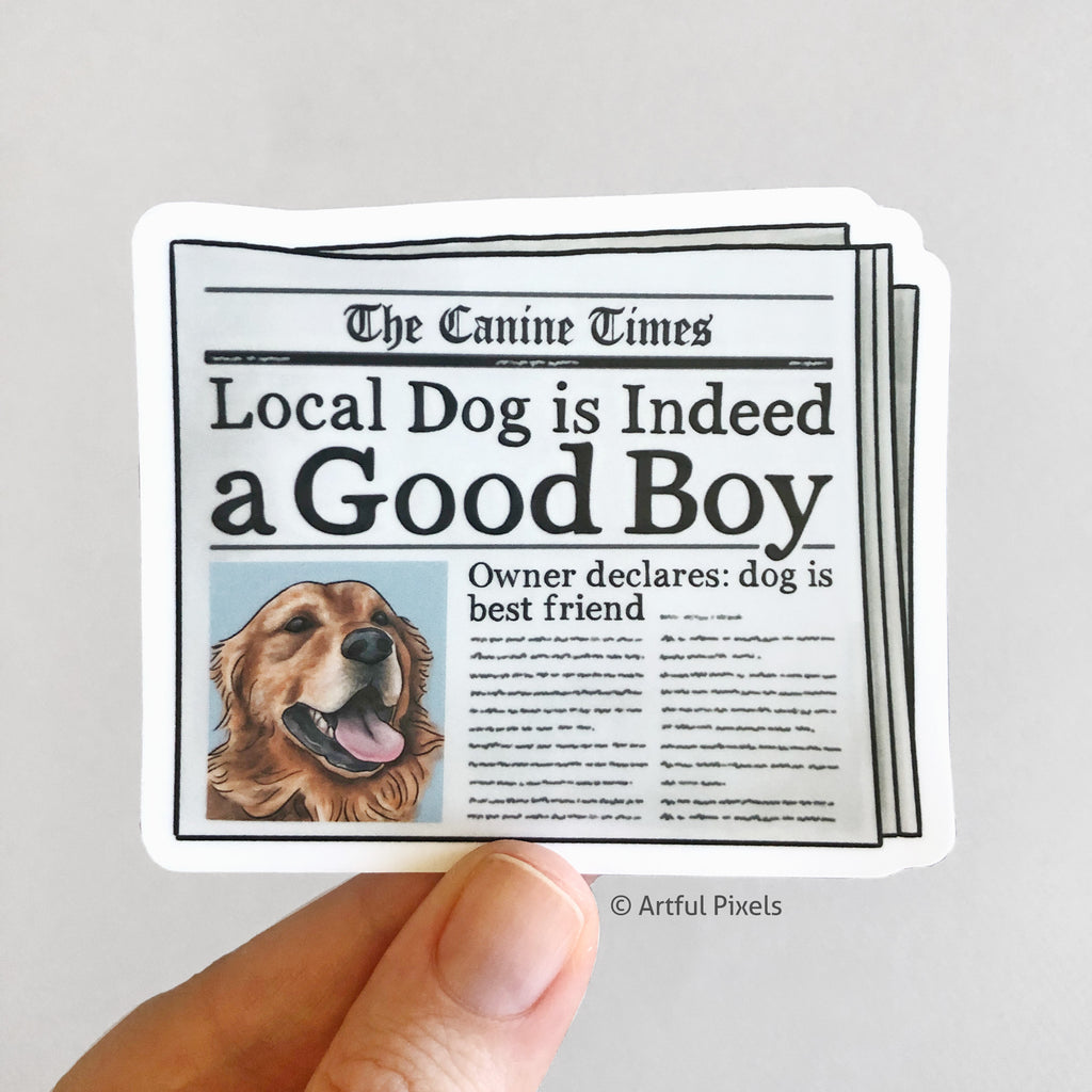 Dog Newspaper Sticker – Artful Pixels