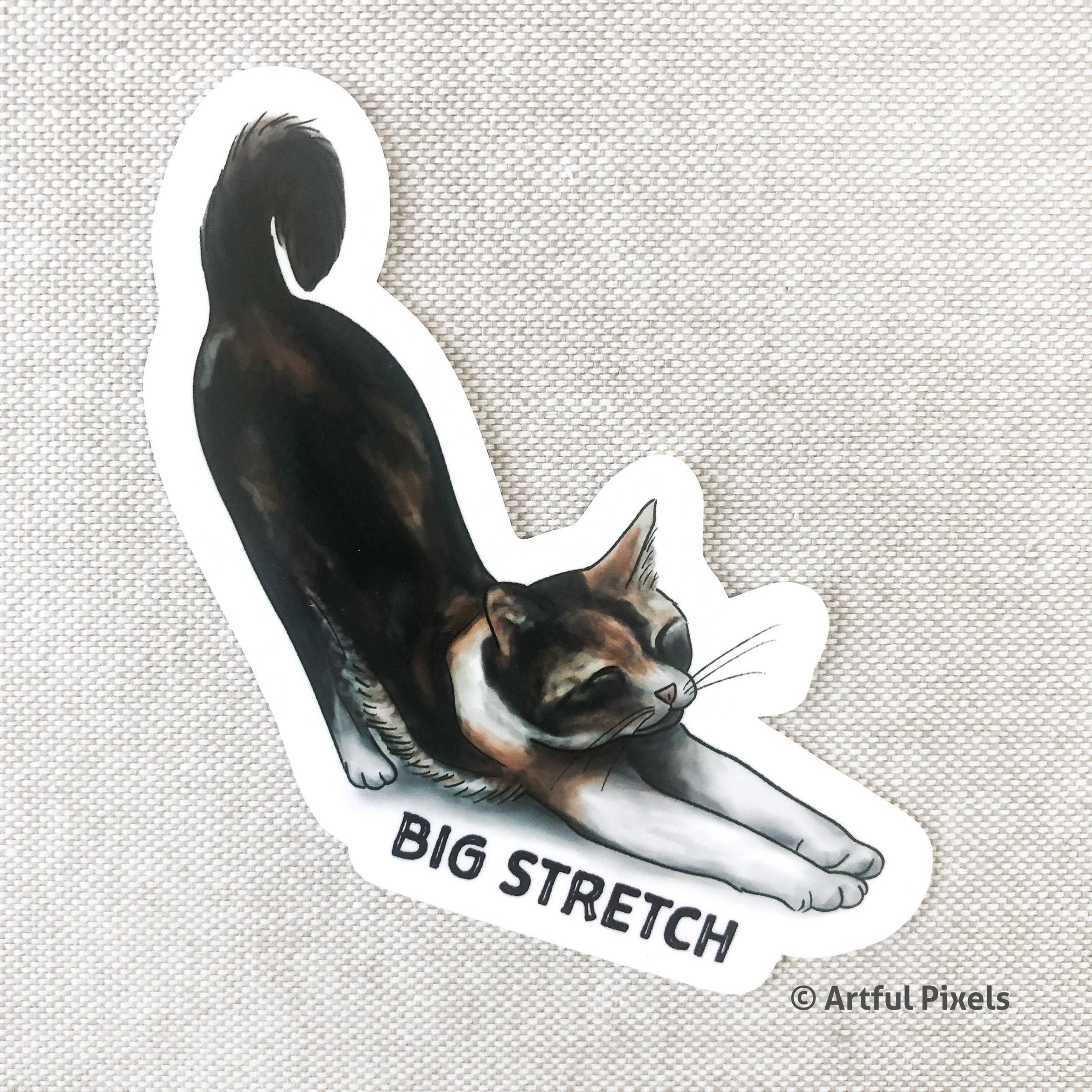 Big Stretch Cat Sticker – Artful Pixels
